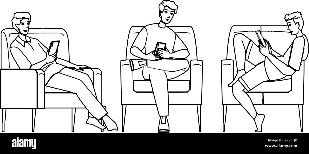 mobile man using phone sitting vector Stock Vector Image & Art - Alamy