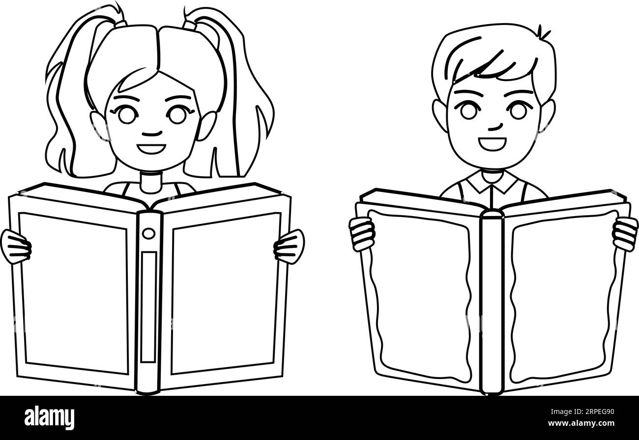 kid reading book vector Stock Vector Image & Art - Alamy