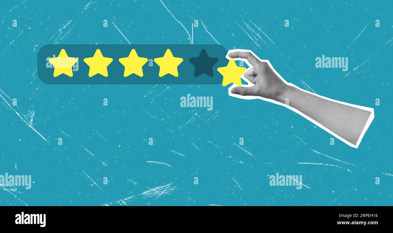 Contemporary Artistic Collage Depicting a Human Hand Holding the Fifth ...