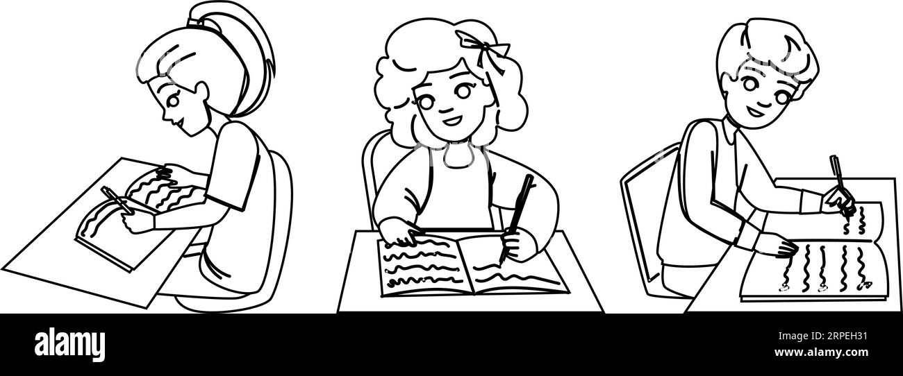 kid writing vector Stock Vector Image & Art - Alamy