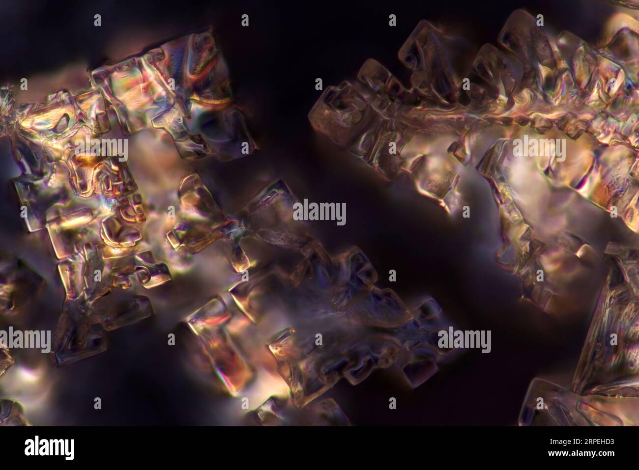 The image presents crystallized mixture os sugar and salt, photographed ...