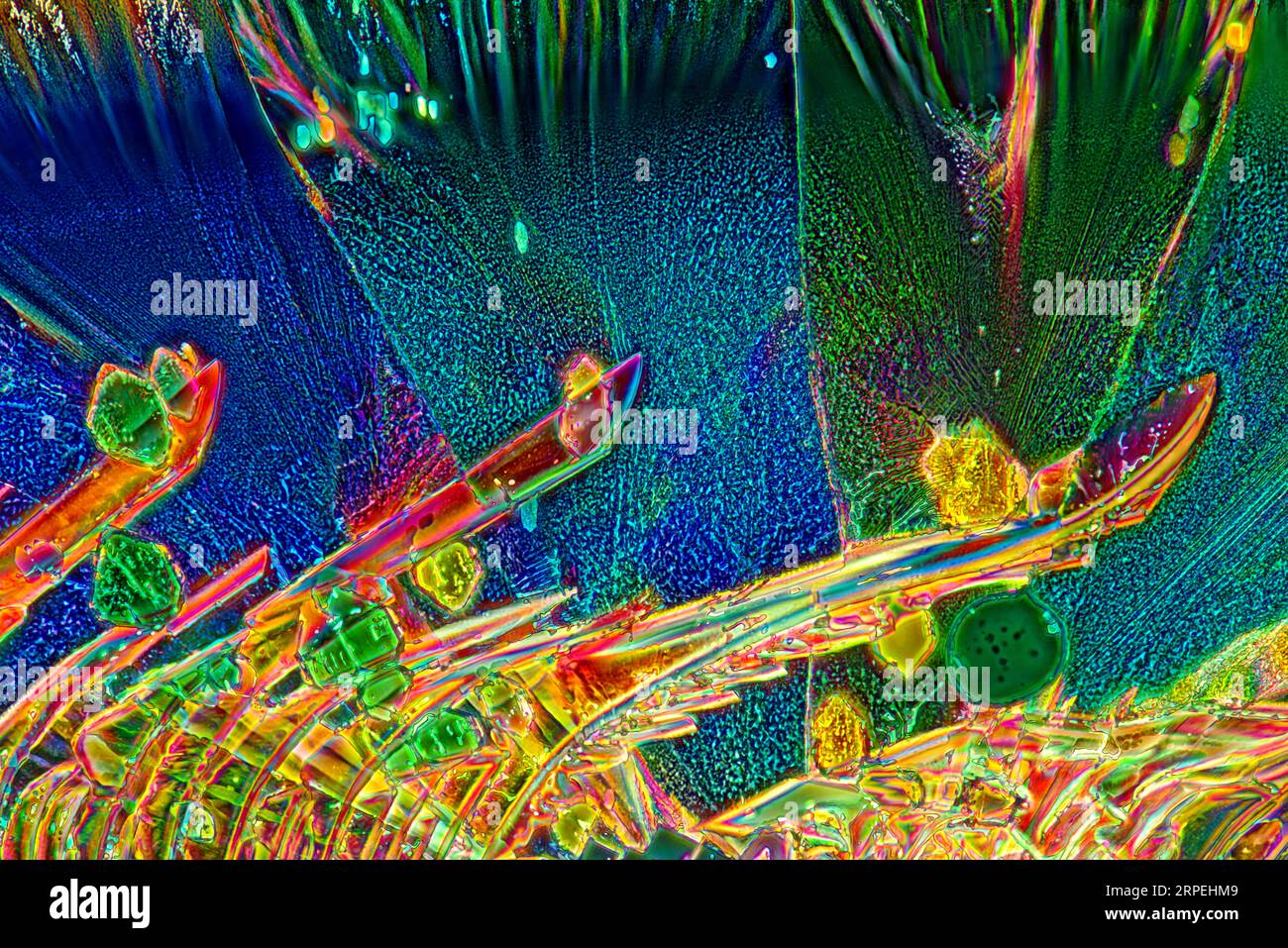 The image presents crystallized mixture of urea and resorcinol ...