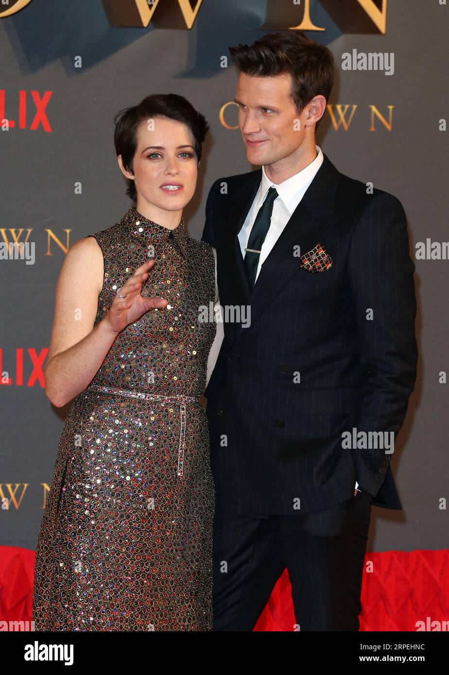 London, UK. 21st Nov, 2017. Claire Foy and Matt Smith attend the World ...