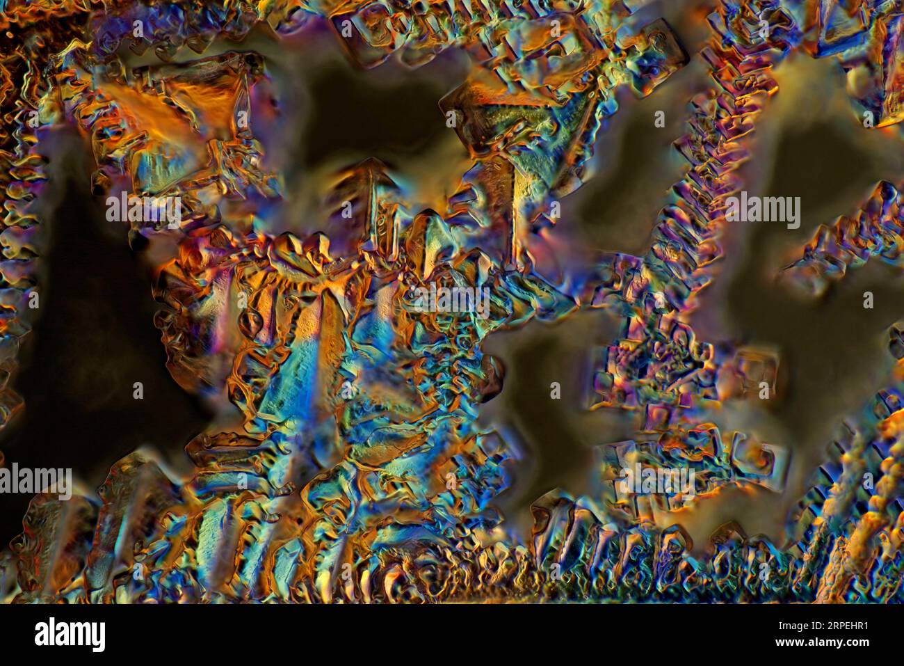 The image presents crystallized mixture of sugar and salt, photographed ...