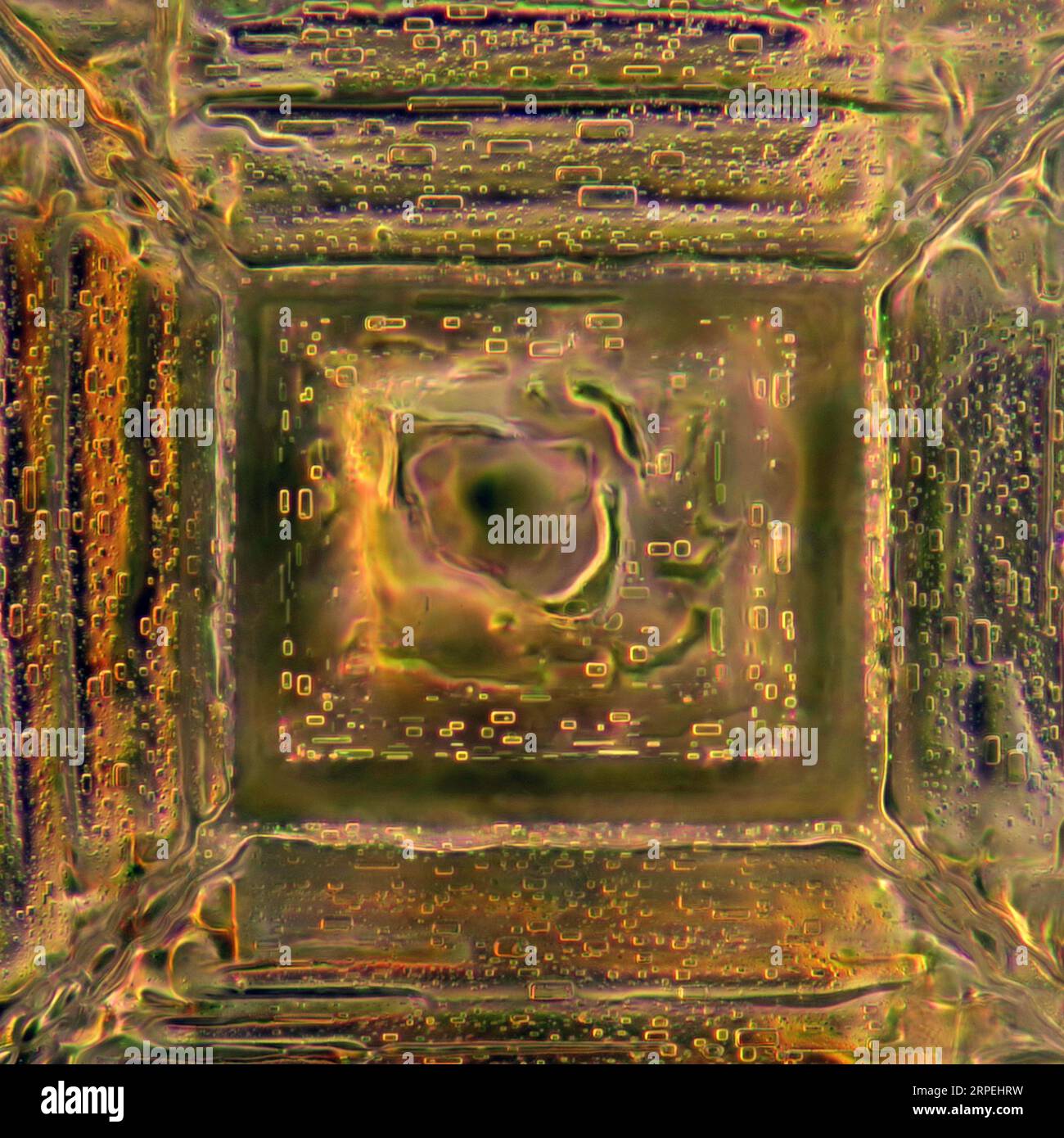 The image presents a single crystal of recrystallized salt ...