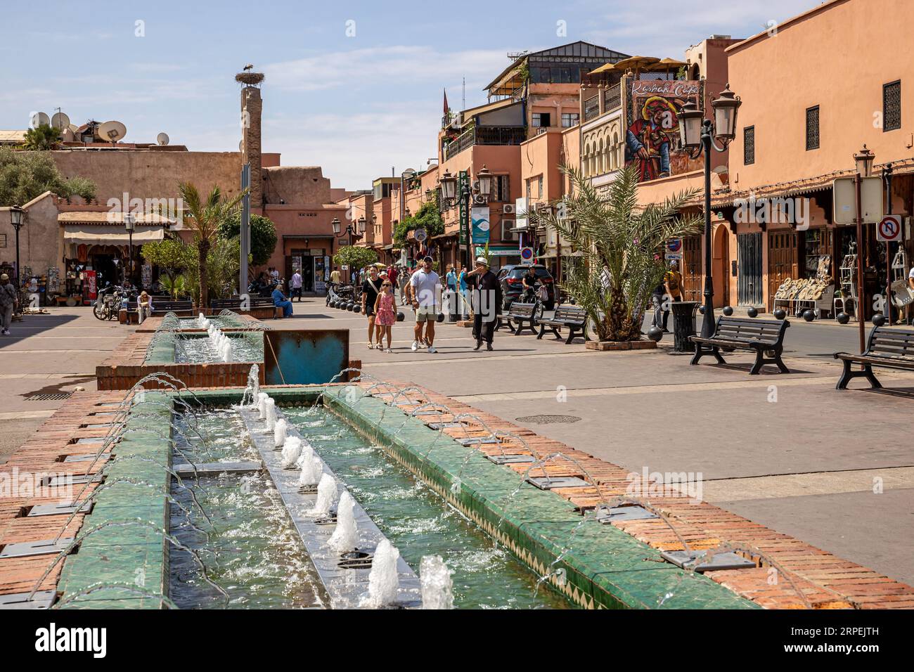 Morocco - Marrakech - UNESCO World Heritage - Street with fountain ...