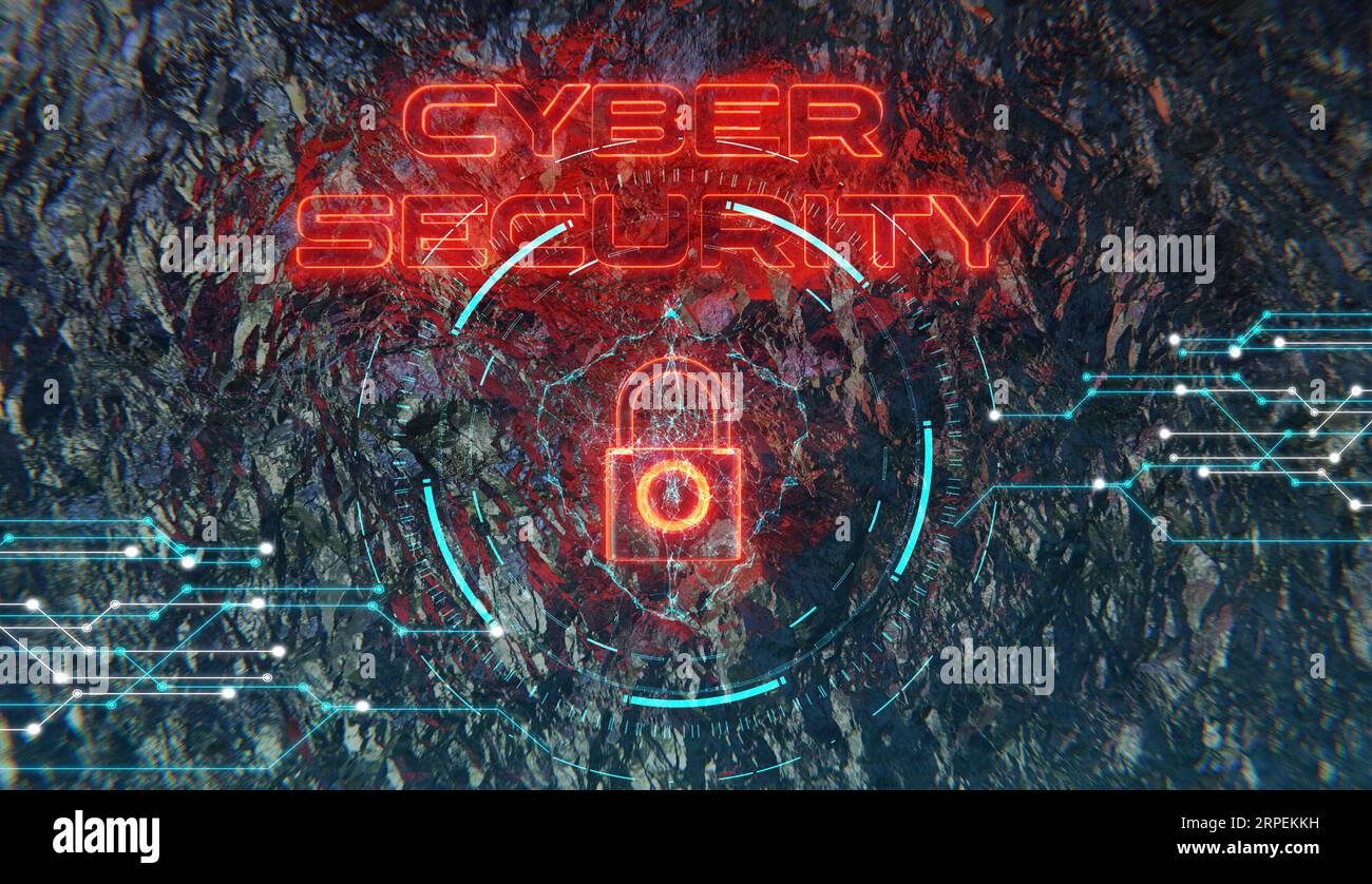 Cyber security concept, complex security lock and network protection ...