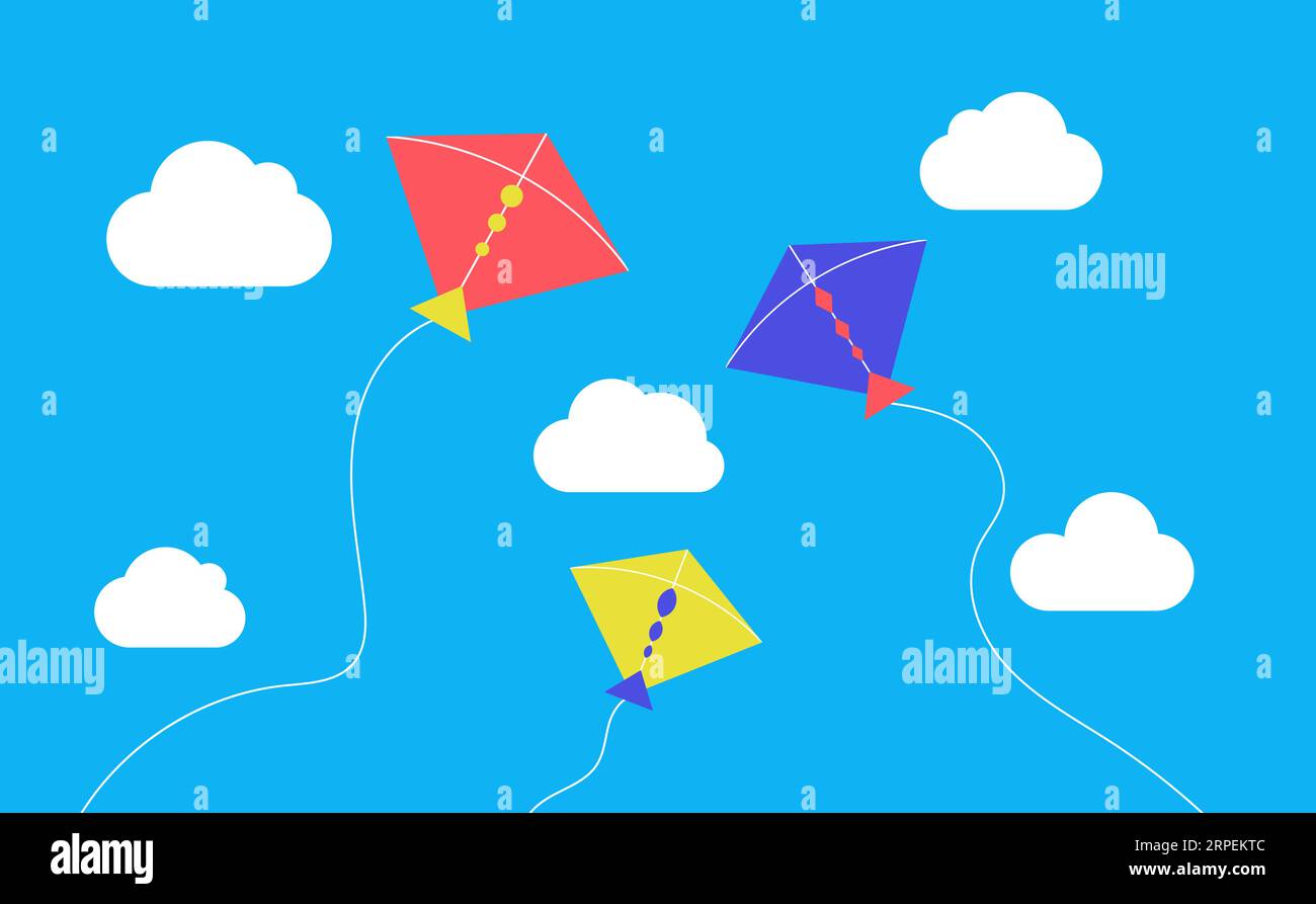 Kites and blue sky Stock Vector Images - Alamy