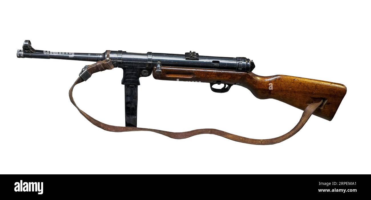 Old gun machine isolated on white background. Military pistol. Retro ...