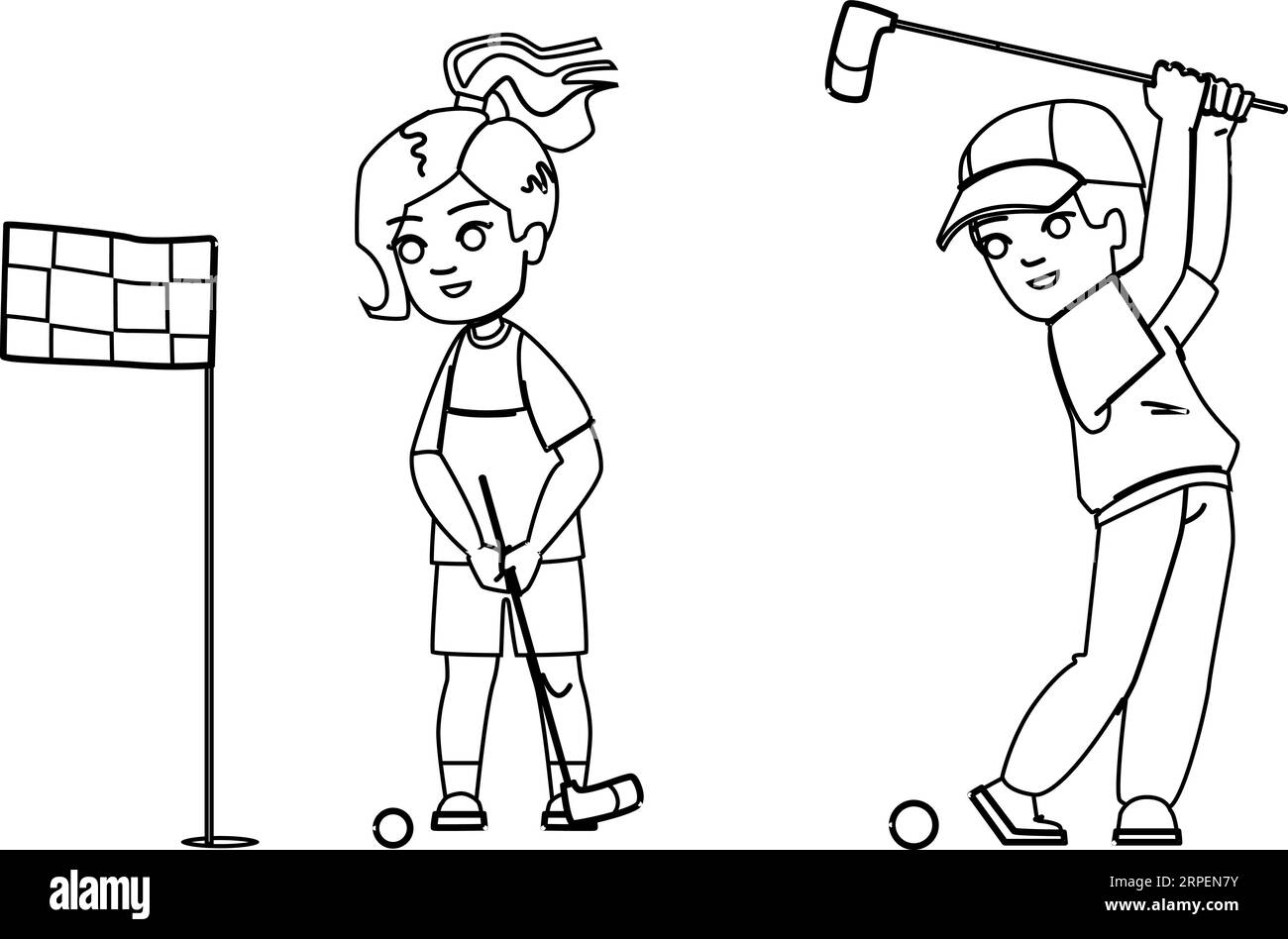 golf kid vector Stock Vector Image & Art - Alamy