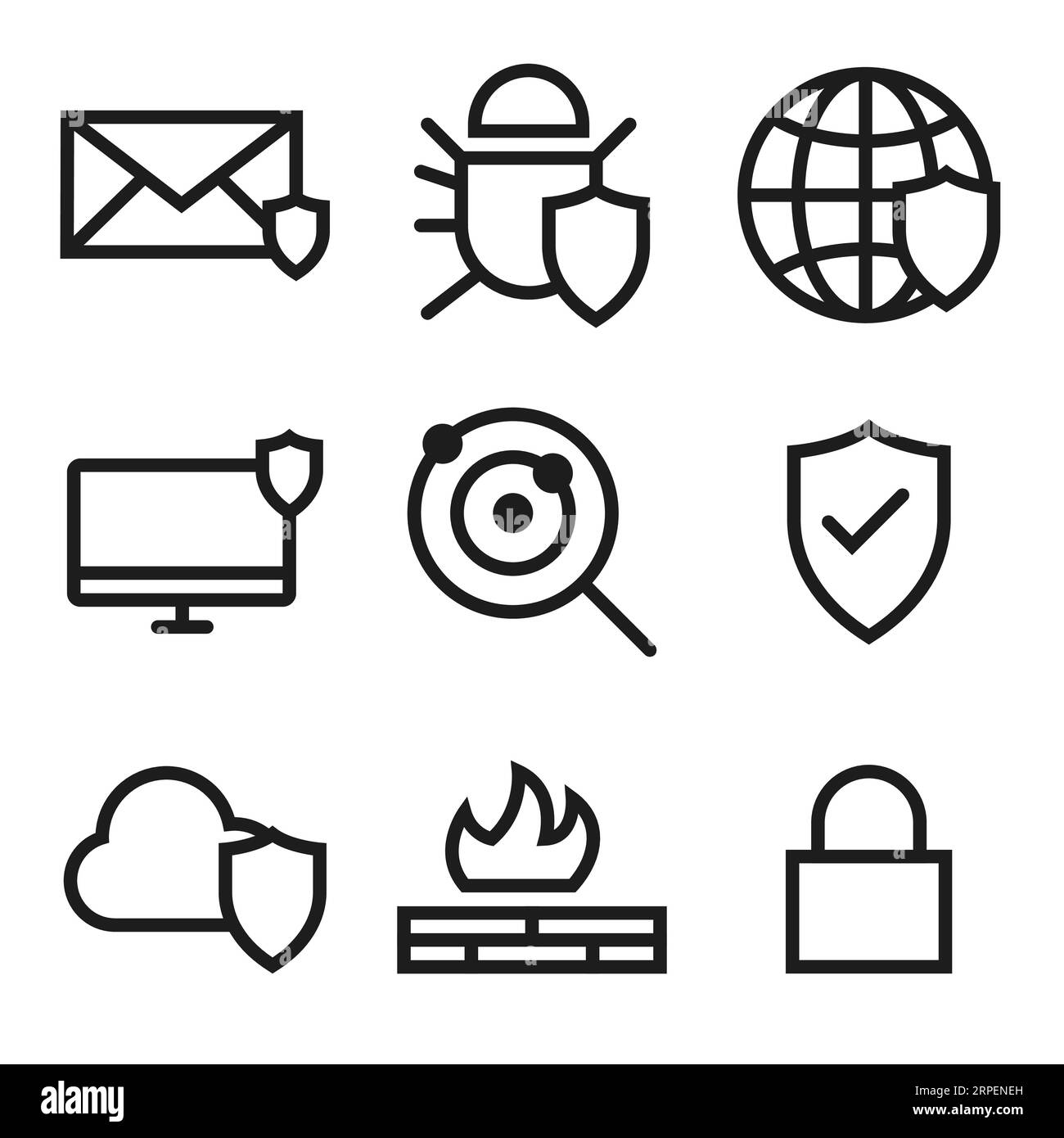 Firewall security line icons Black and White Stock Photos & Images - Alamy