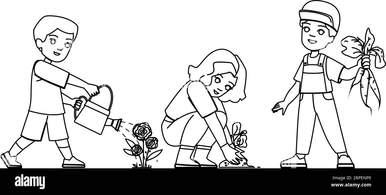 garden kids vector Stock Vector Image & Art - Alamy