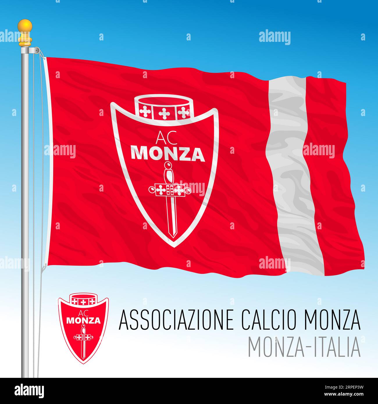 Monza, Italy, year 2023, Monza Football Association waving flag with ...