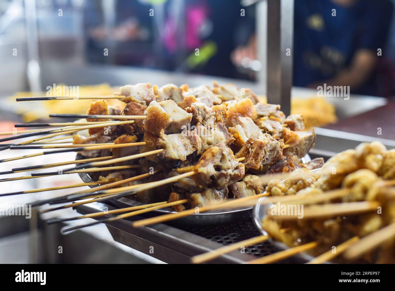 Grilled beef meat bbq in Jalan Alor street food in Kuala Lumpur Stock ...