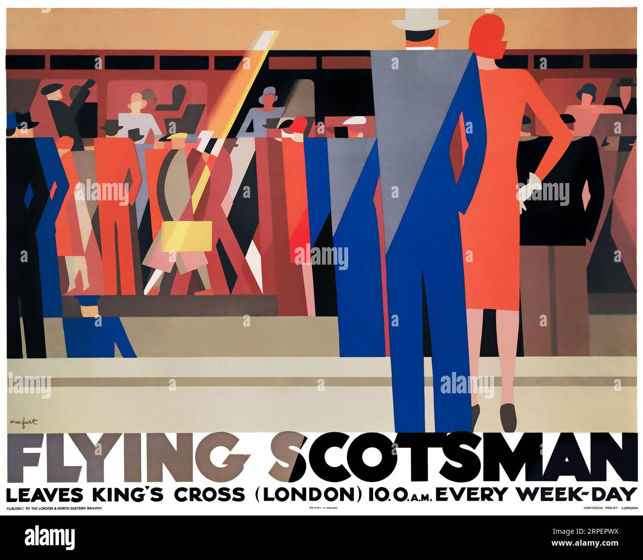 Art deco poster train hi-res stock photography and images - Alamy