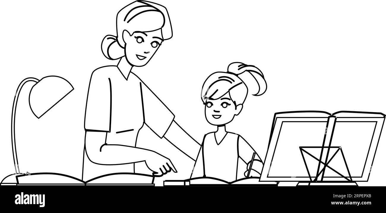 doing homework mother vector Stock Vector Image & Art - Alamy