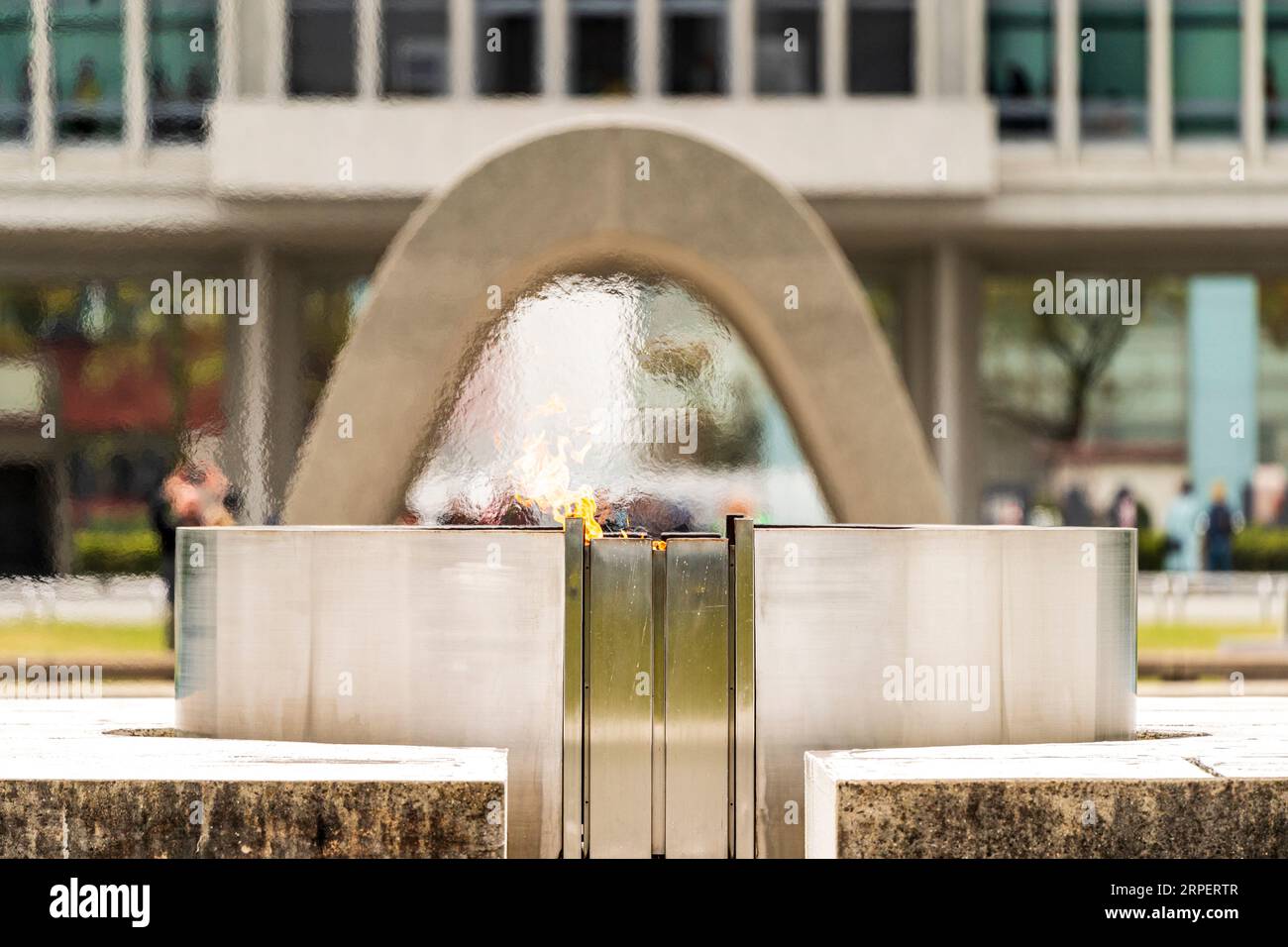 The Flame of Peace, designed by Kenzo Tange, at the Hiroshima Peace ...