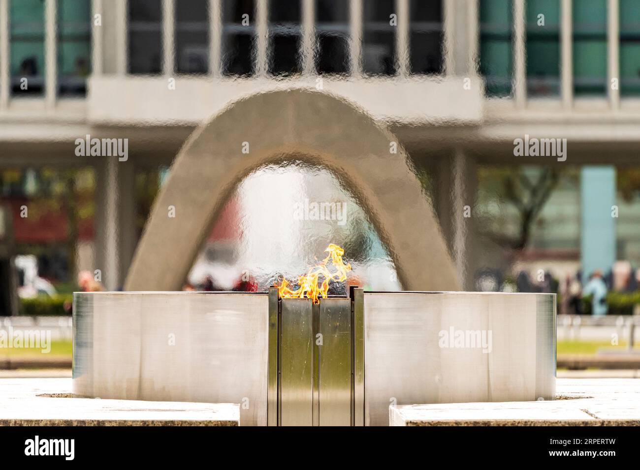The Flame of Peace, designed by Kenzo Tange, at the Hiroshima Peace ...