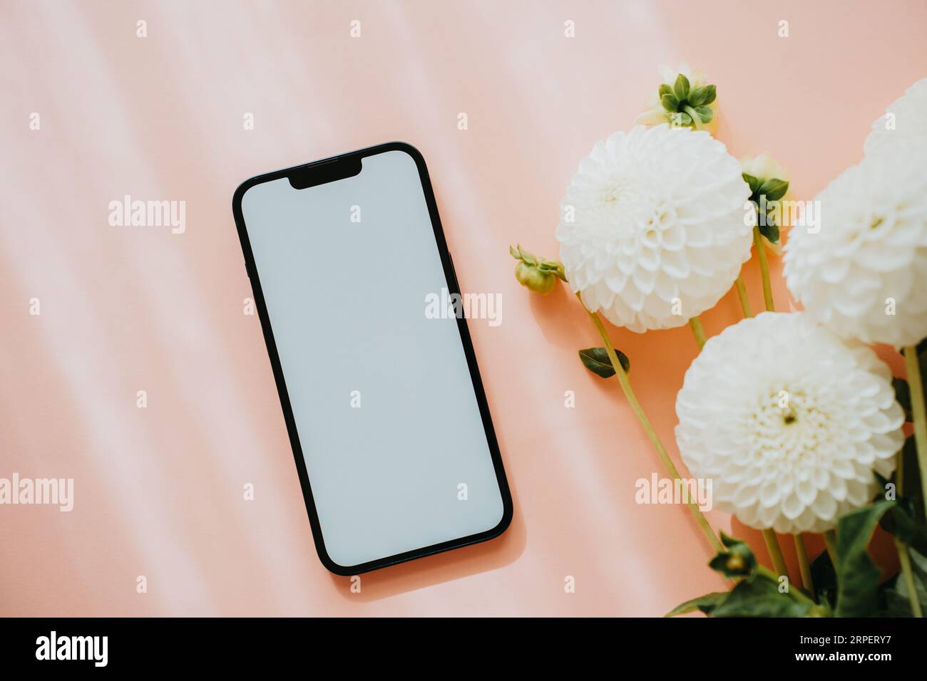 White blank path screen mobile phone with mockup copy space and white ...