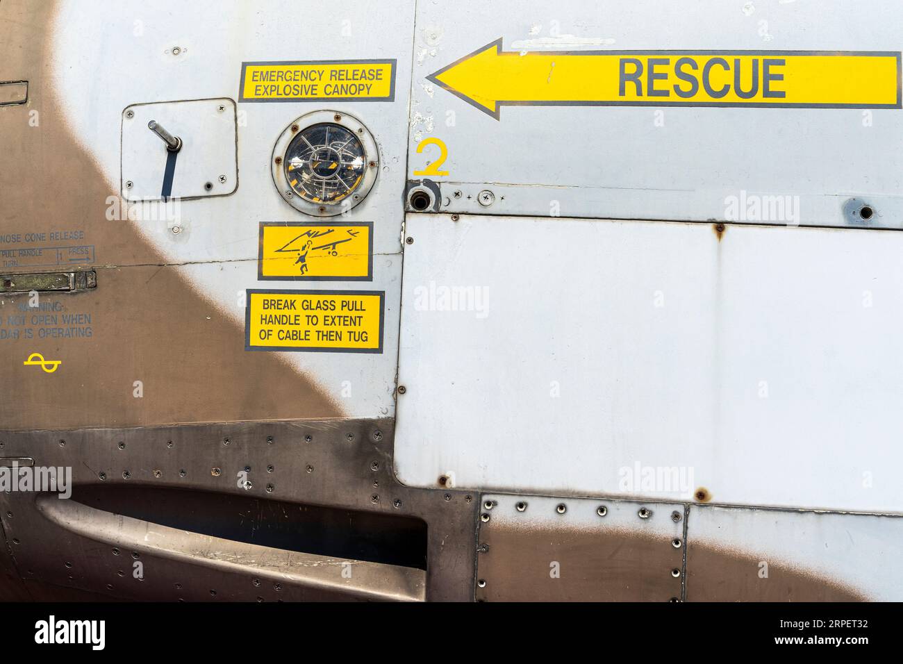 Rescue and canopy release instructions on the side of a Panavia Tornado ...
