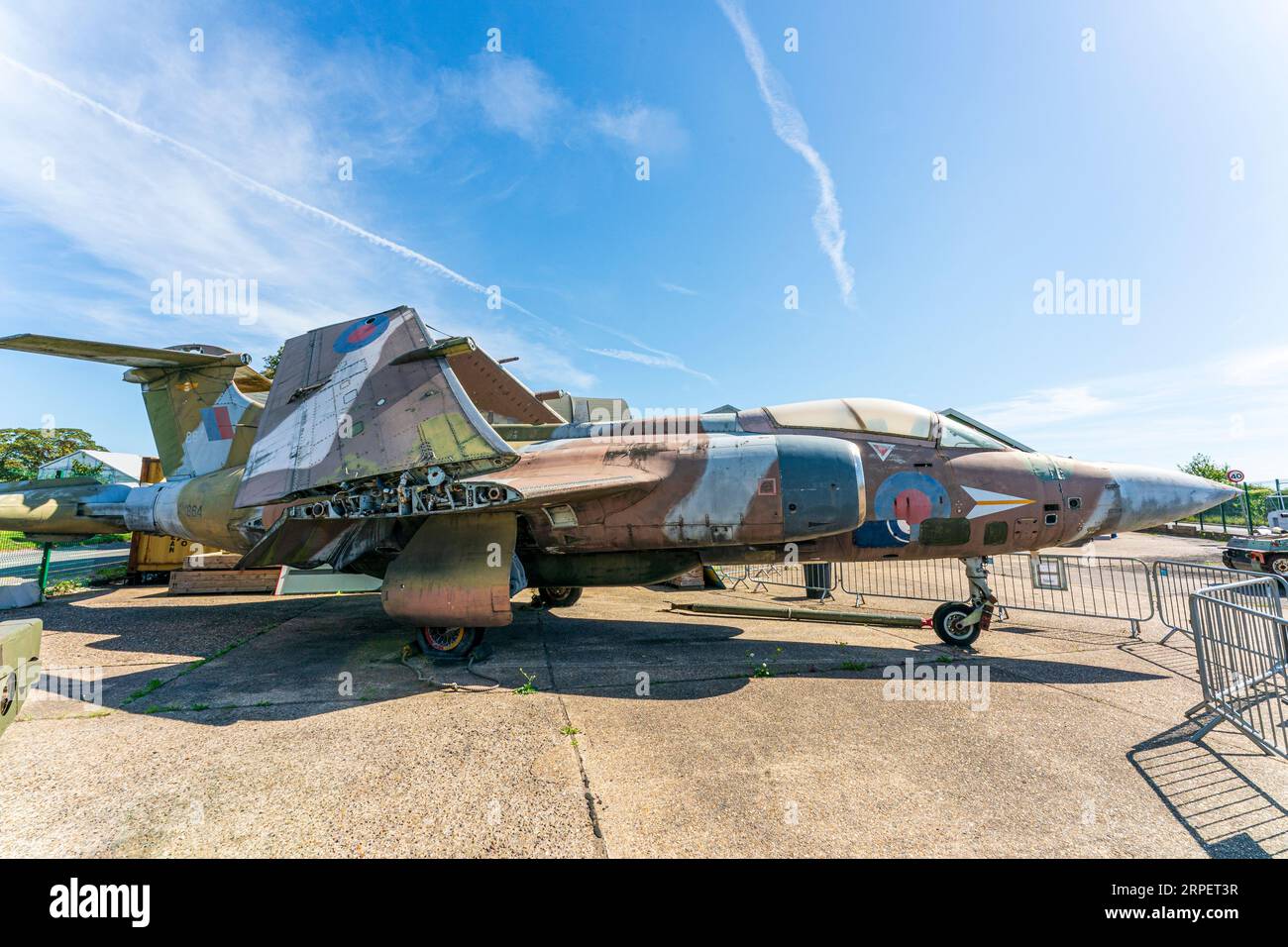 RAF fighter bomber Blackburn Buccaneer, with its wings folded, on ...