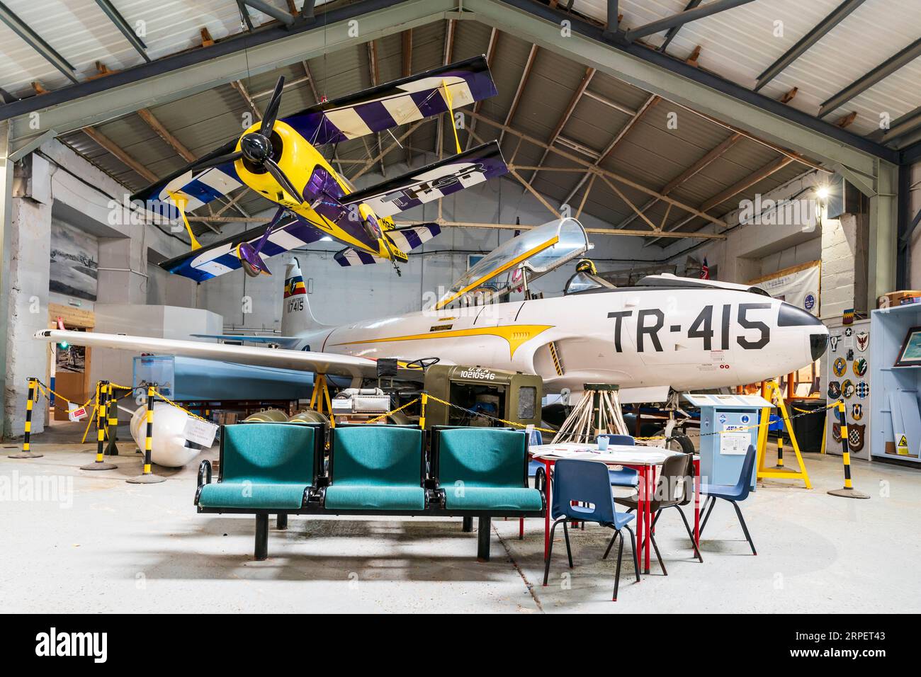 Canadair T-133 Silver Star trainer jet plane inside the RAF Manston ...