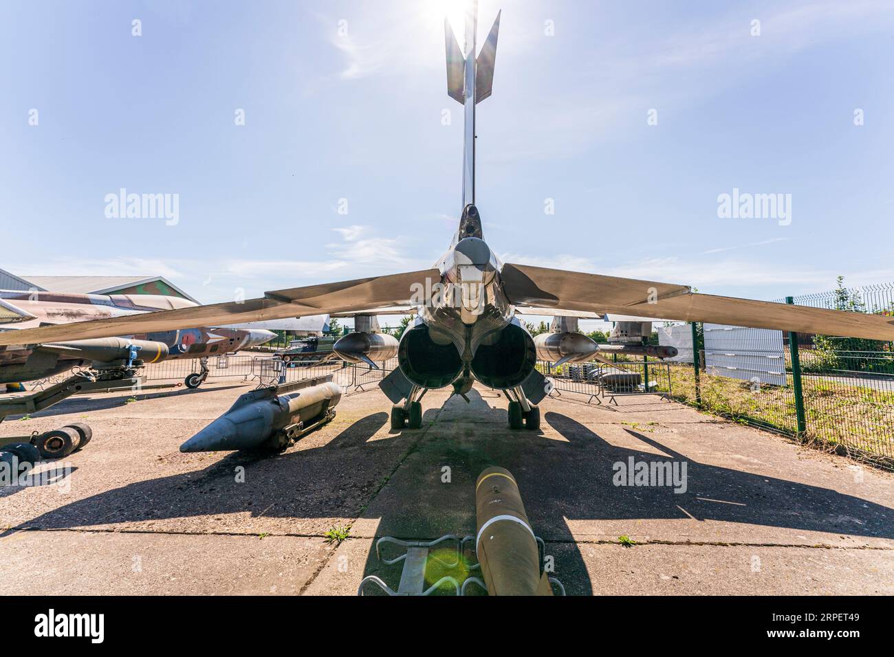 Rare view of the twin engines and tail plane and fin of a RAF SEPECAT ...