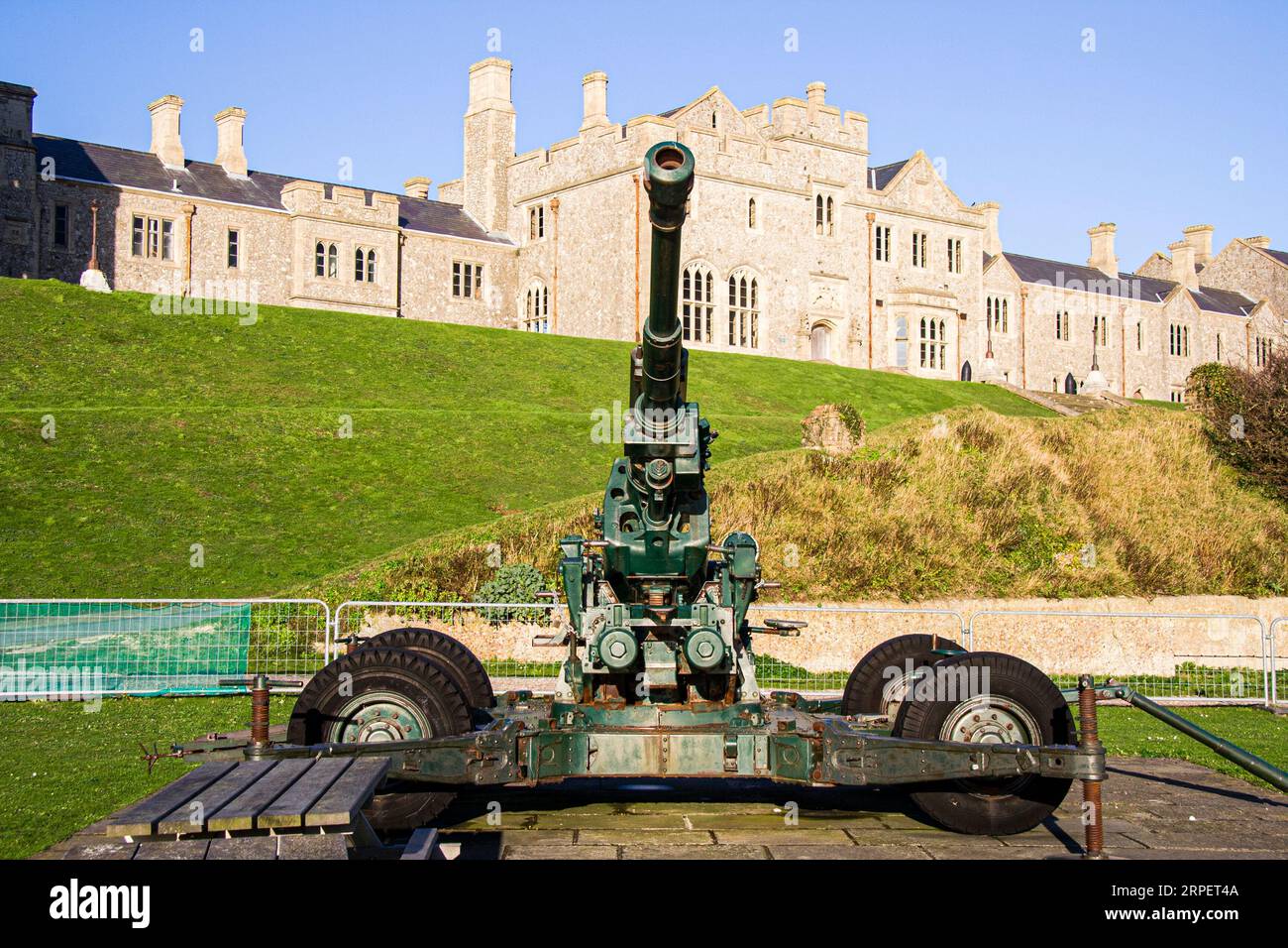 3.7 inch Anti-aircraft gun in bright sunshine, outside the Officer's ...