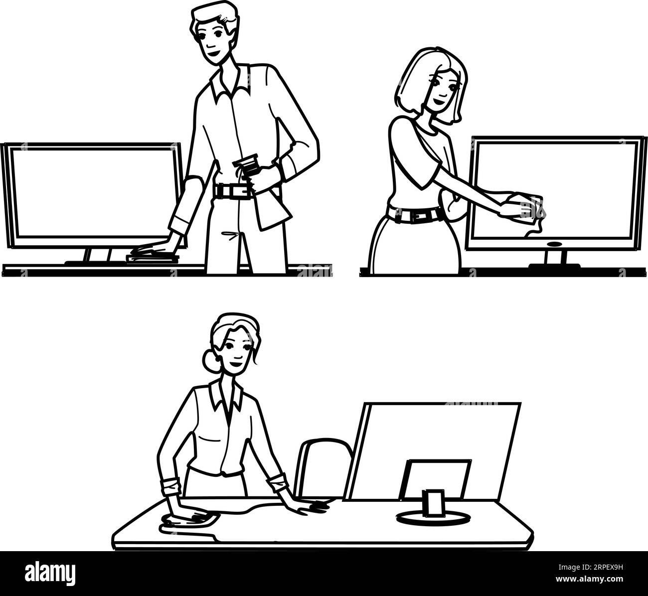 Staff cleaning house Black and White Stock Photos & Images - Alamy