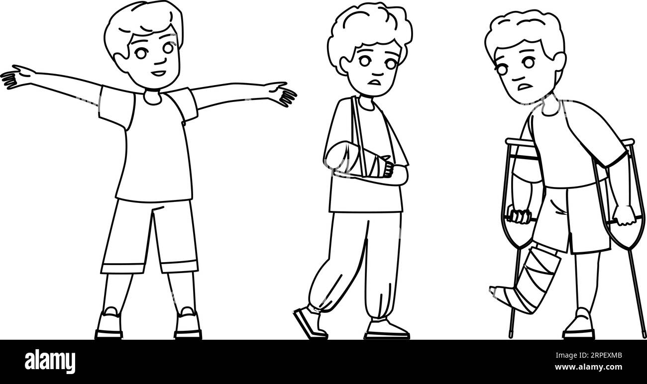 broken bone kid boy vector Stock Vector Image & Art - Alamy