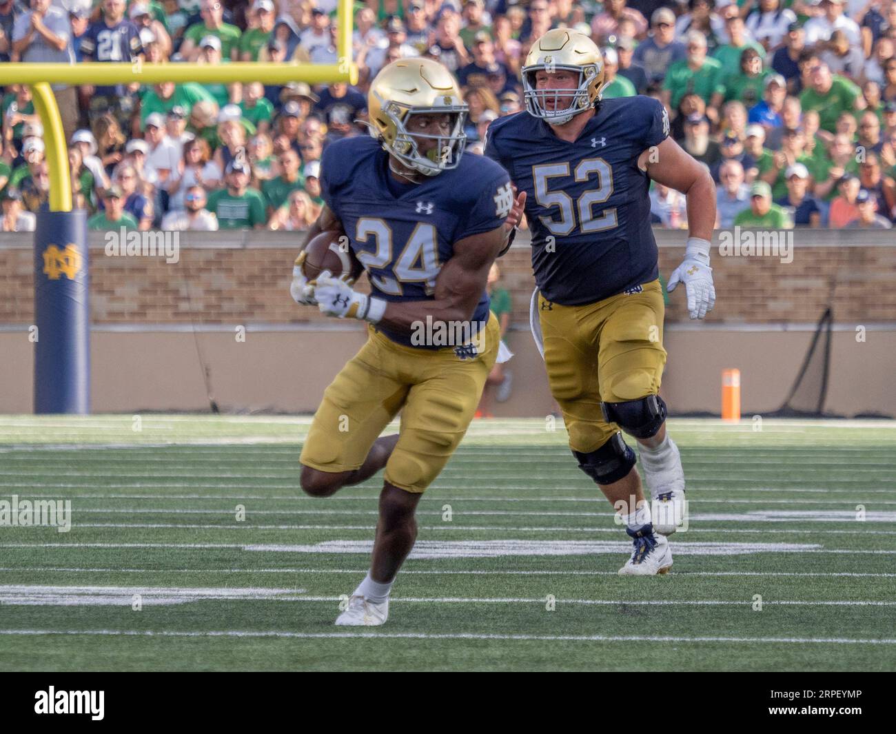 SOUTH BEND, IN - SEPTEMBER 02: Notre Dame Fighting Irish running back Jadarian Price (24) runs ...