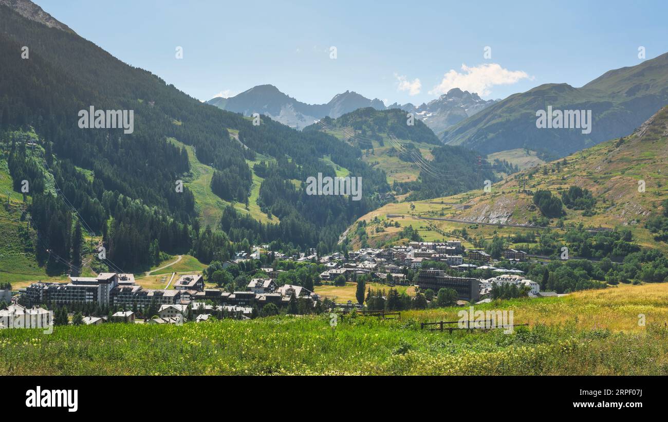 Panoramic view of La Thuile village in summer season. Aosta Valley region, Italy Stock Photo - Alamy