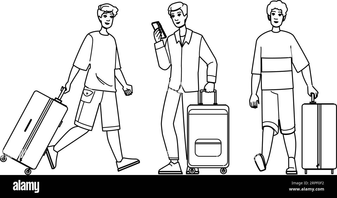 baggage travel man vector Stock Vector Image & Art - Alamy