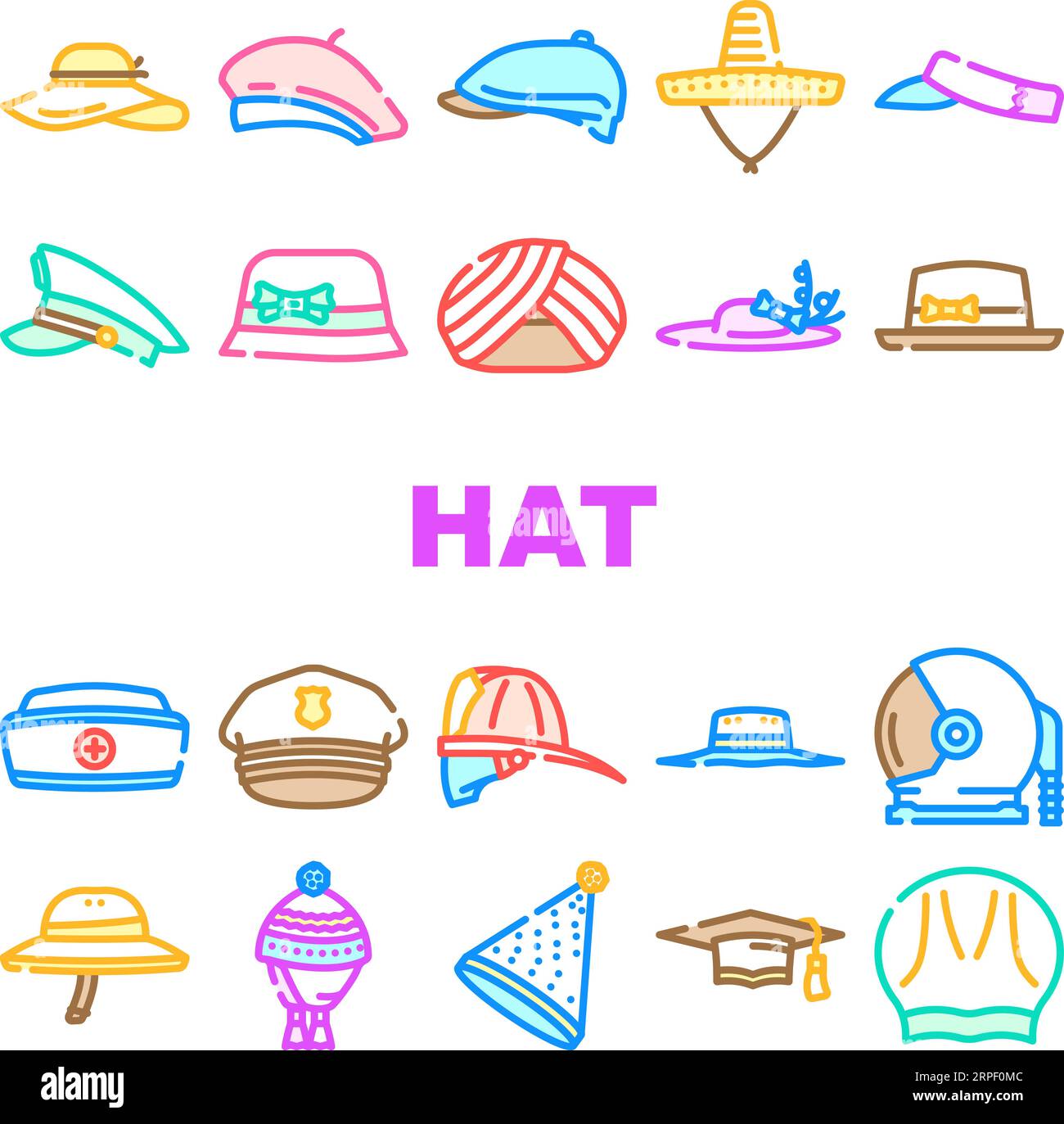 hat cap white head icons set vector Stock Vector Image & Art - Alamy
