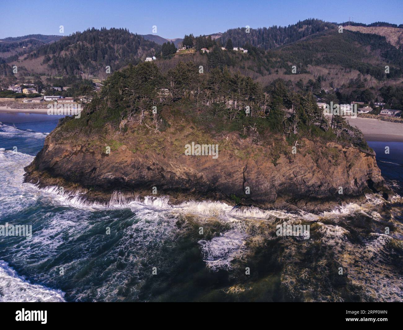 Aerial drone photo of Proposal Rock outside Neskowin on the Oregon ...