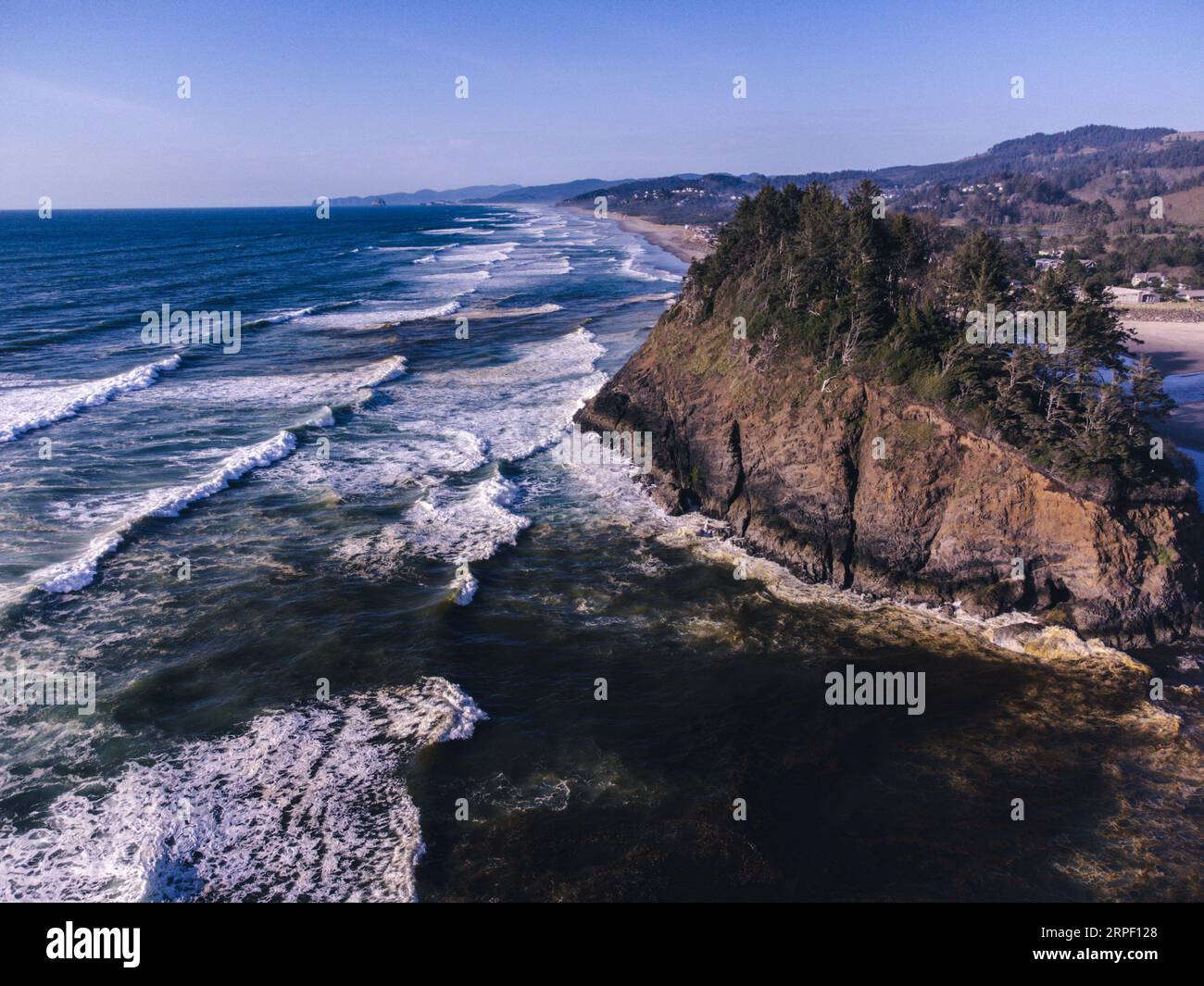 Aerial drone photo of Proposal Rock outside Neskowin on the Oregon ...