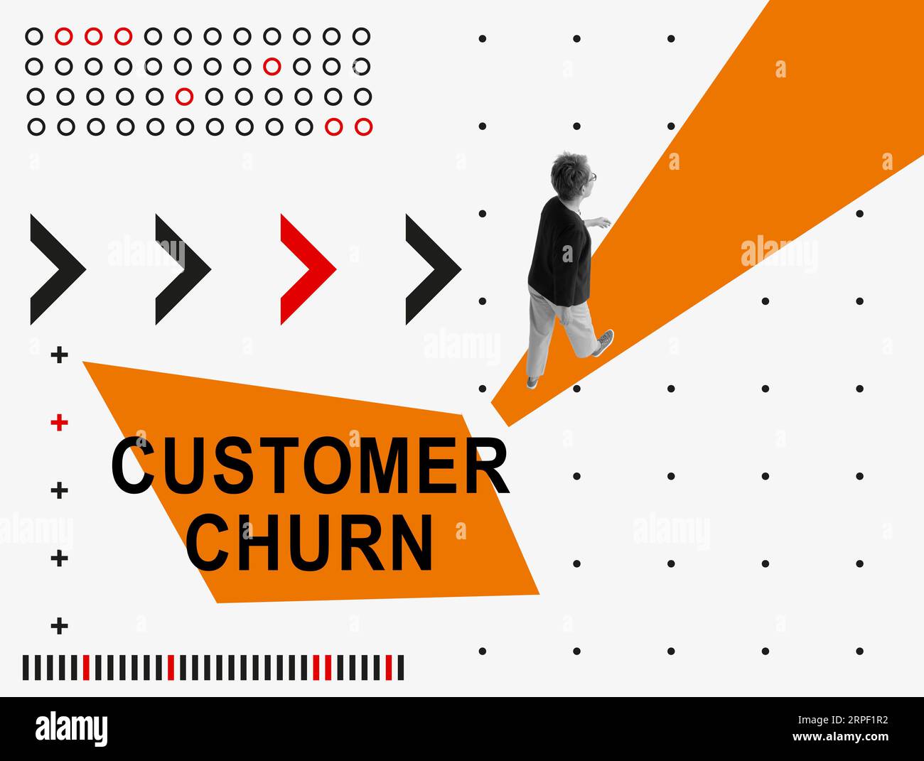 Collage with departing client as a symbol of customer churn Stock Photo ...