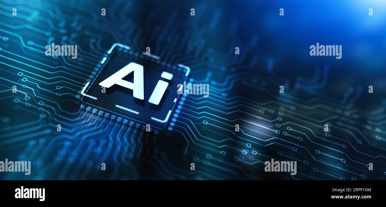 Artificial intelligence chip. Ai chipset on circuit board. Data center ...