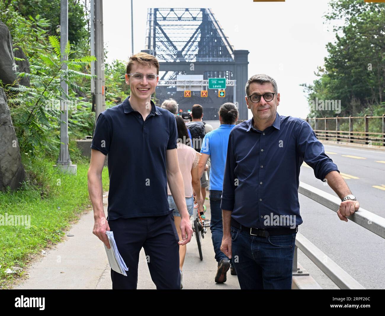 Quebec, Canada. 04th Sep, 2023. Quebec Conservative Leader Eric Duhaime, right, and Jean-Talon ...