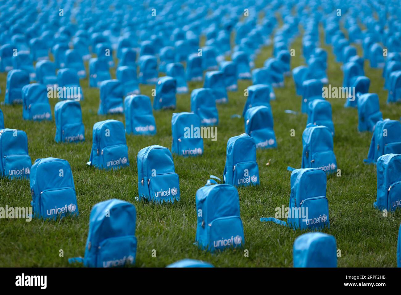 (190910) -- UNITED NATIONS, Sept. 10, 2019 -- Backpacks are seen as ...