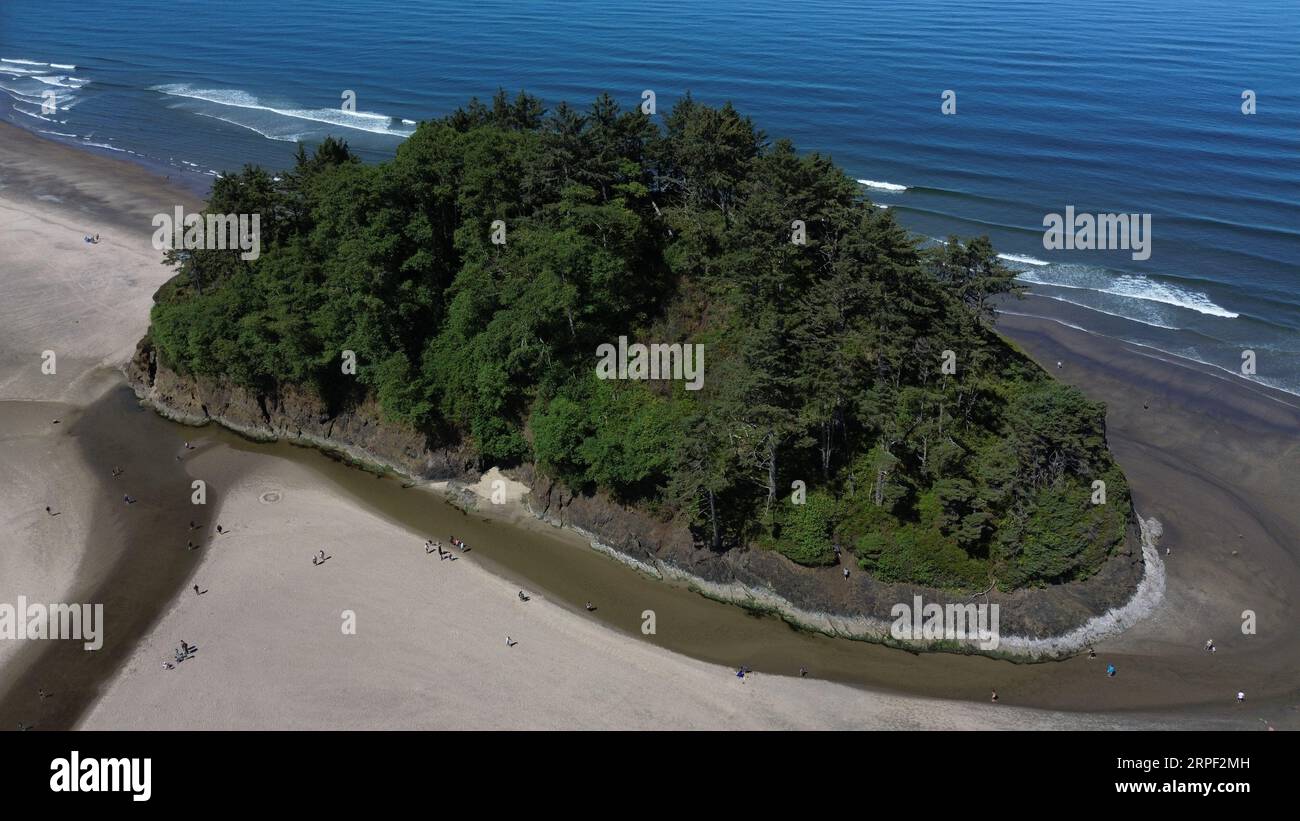 Aerial drone photo of Proposal Rock outside Neskowin on the Oregon ...