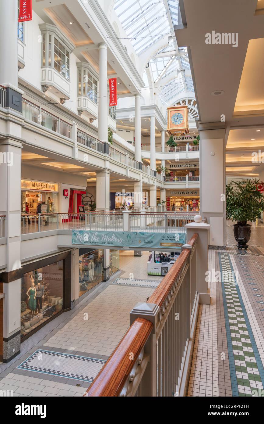 Interior of the Hudson's Bay Mall at the Bay Center Shopping Center in ...