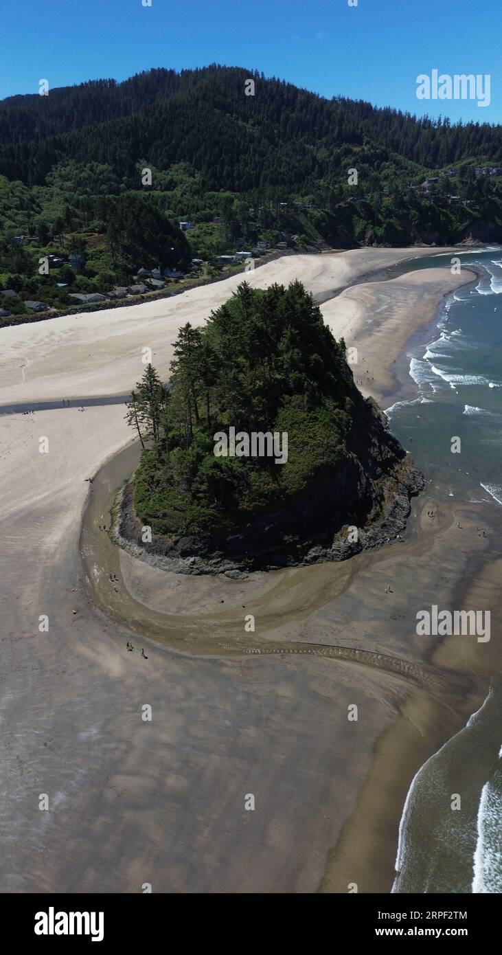 Aerial drone photo of Proposal Rock outside Neskowin on the Oregon ...