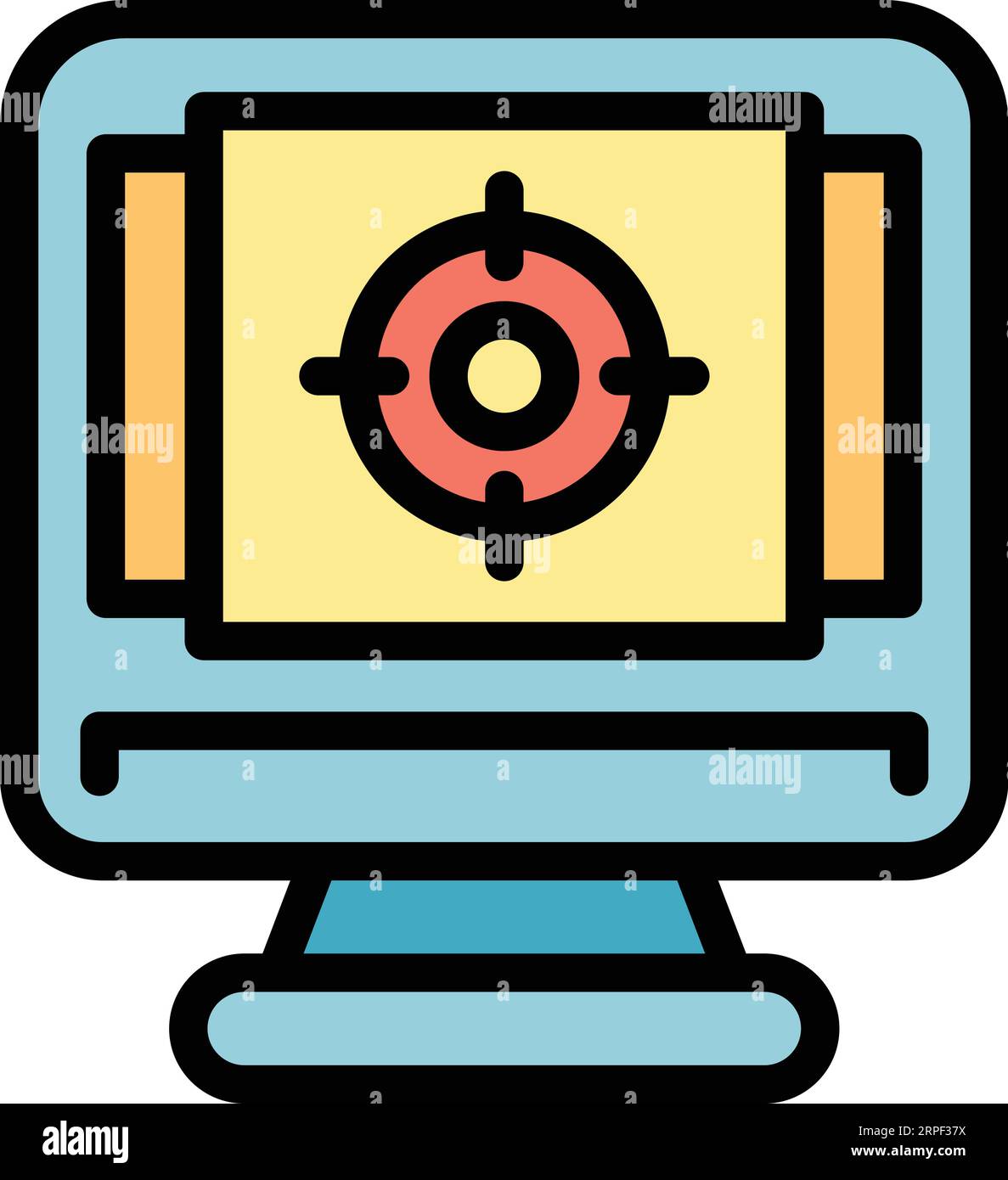 Monitor target icon outline vector. Plotter device. Format offset color ...
