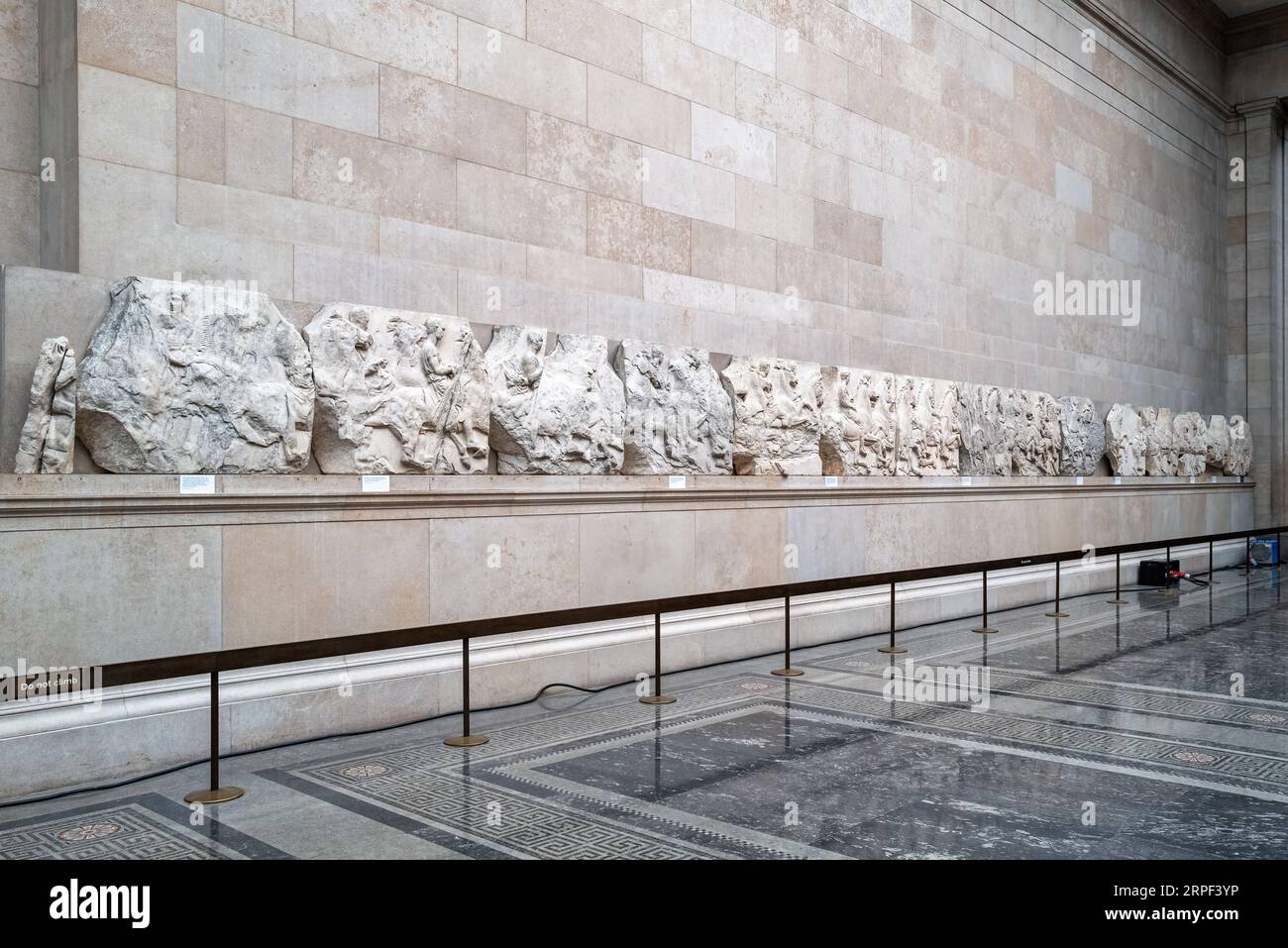 London, UK - 18 April 2022: The Elgin Marbles gallery of the British Museum., a collection of ...
