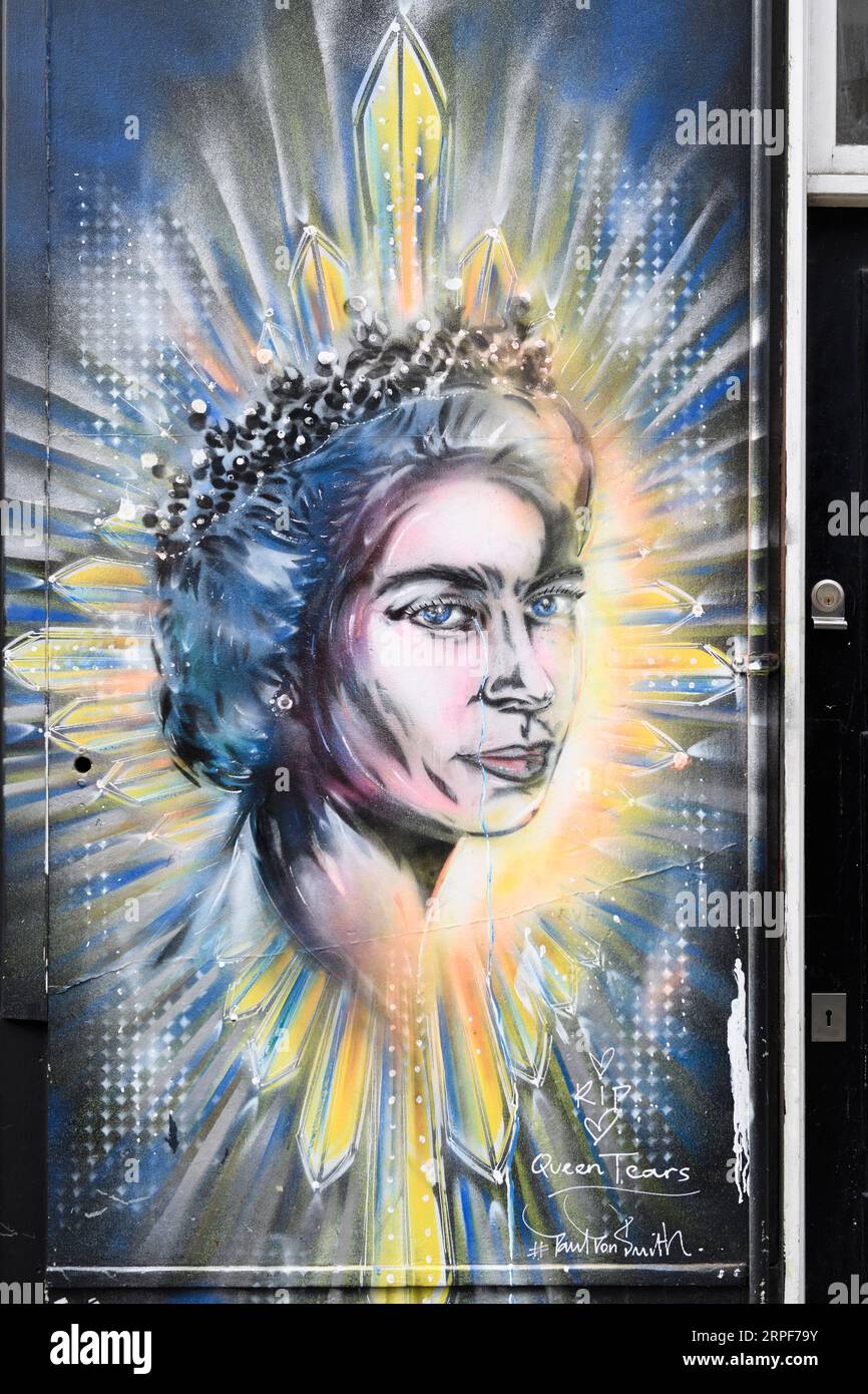 Street art of Her Majesty Queen Elizabeth II by the artist Paul Don ...