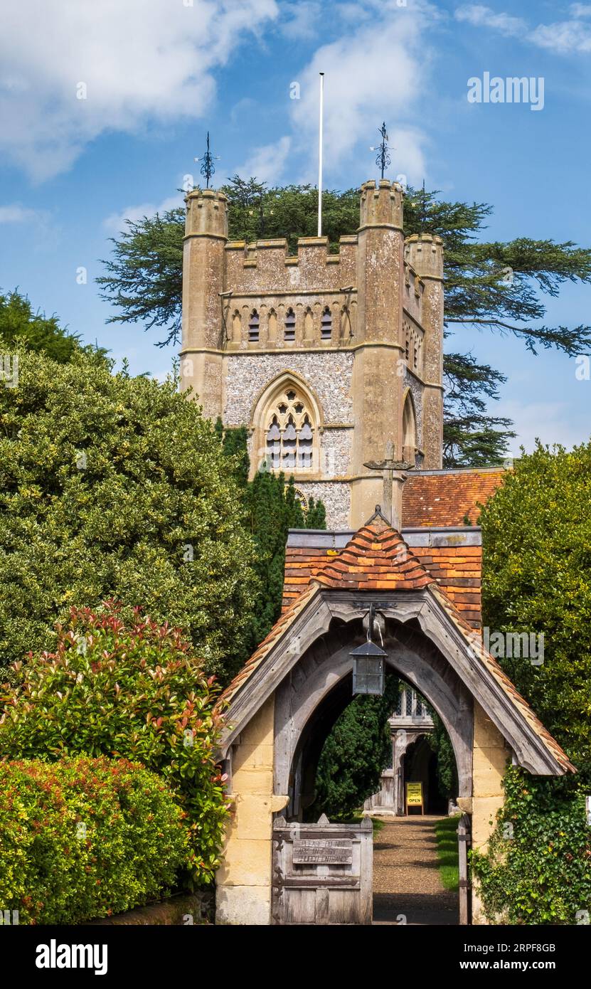 Church of St Many the Virgin in village of Hambleden, Chiltern hills ...