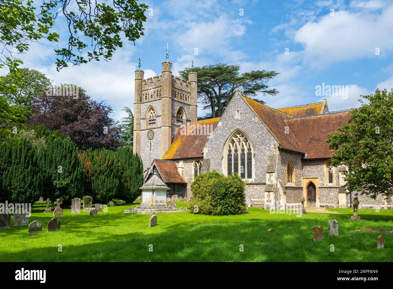 Church of St Many the Virgin in village of Hambleden, Chiltern hills ...