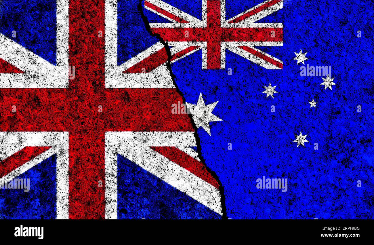 Australia and United Kingdom (UK) flag together. Great Britain and ...