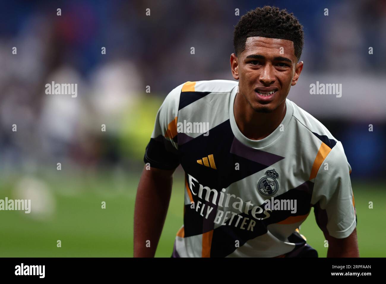 Jude Bellingham of Real Madrid Cf during warm up before the La Liga ...